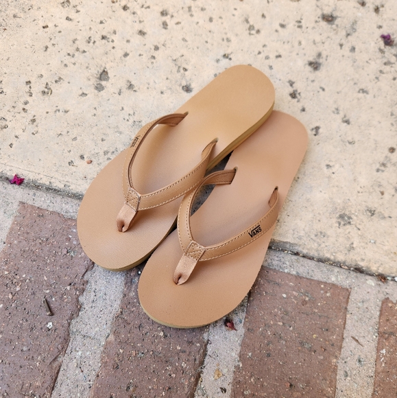 Vans | Shoes | Vans Brown Soft Top Women Flip Flops | Poshmark